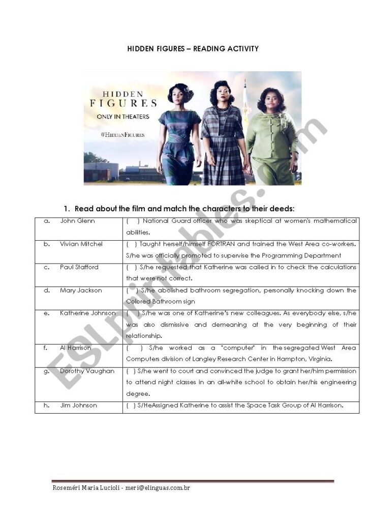 Hidden Figures Reading Comprehension Worksheets - Worksheets Template Free