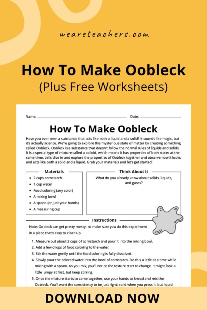 Free Printable Oobleck Worksheets - Worksheets Template Free