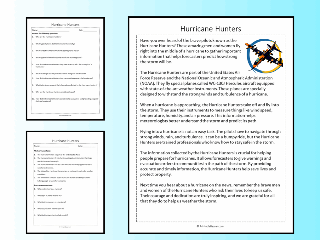 Hurricane Reading Comprehension Worksheet Free Printable - Worksheets ...