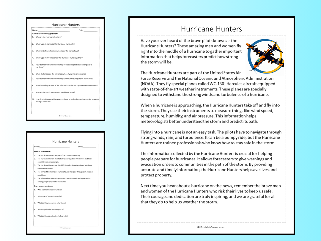 Hurricane Reading Comprehension Worksheet Free Printable - Worksheets ...