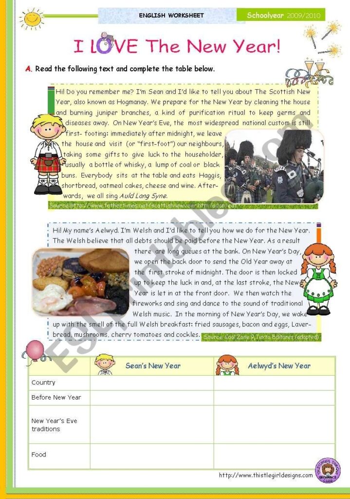 New Year Reading Comprehension Worksheet - Worksheets Template Free