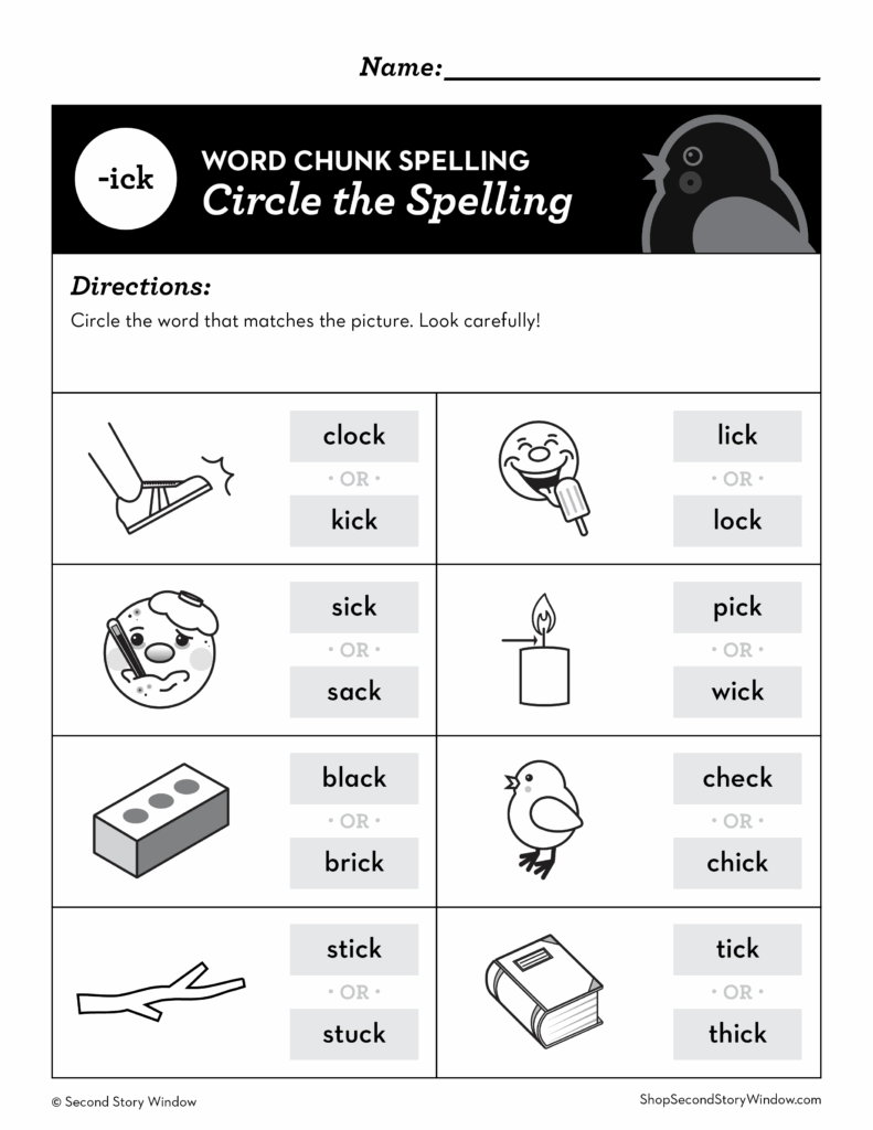 Ick Word Family Worksheets For Kindergarten - Worksheets Template Free