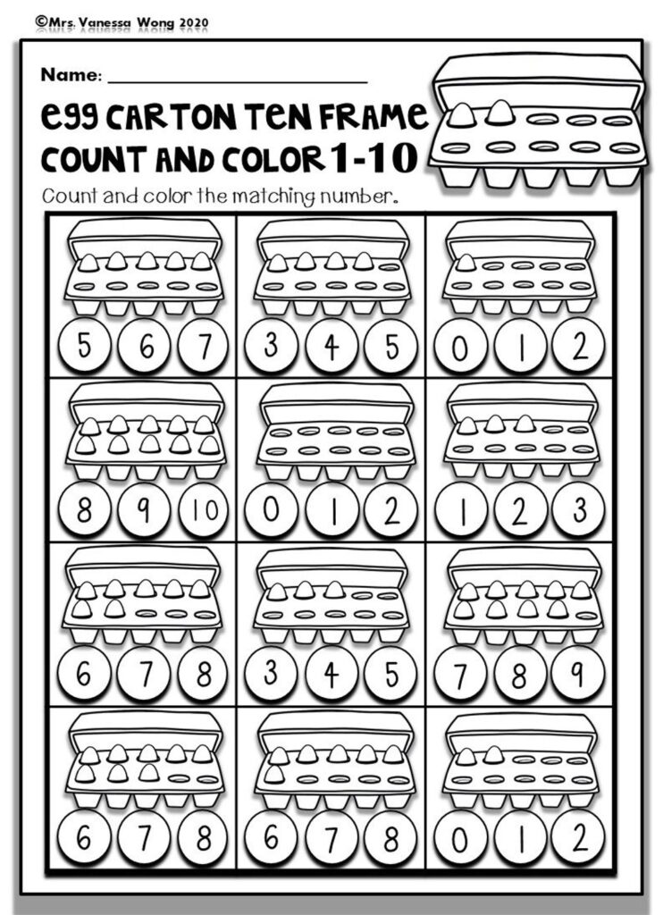 Kindergarten Math Ten Frame Worksheets - Worksheets Template Free