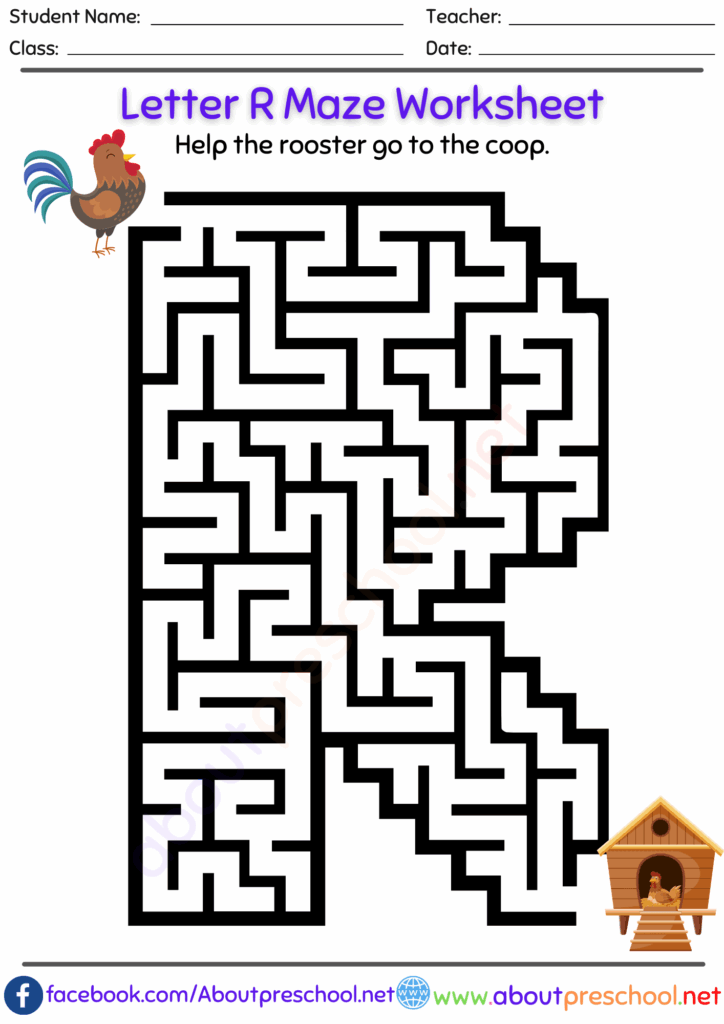Simple Maze Worksheets Preschool Lette R - Worksheets Template Free