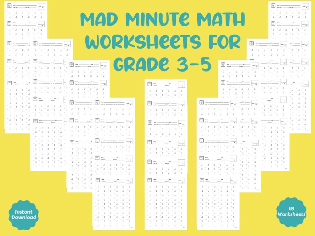 Math Mad Minute Worksheets - Worksheets Template Free