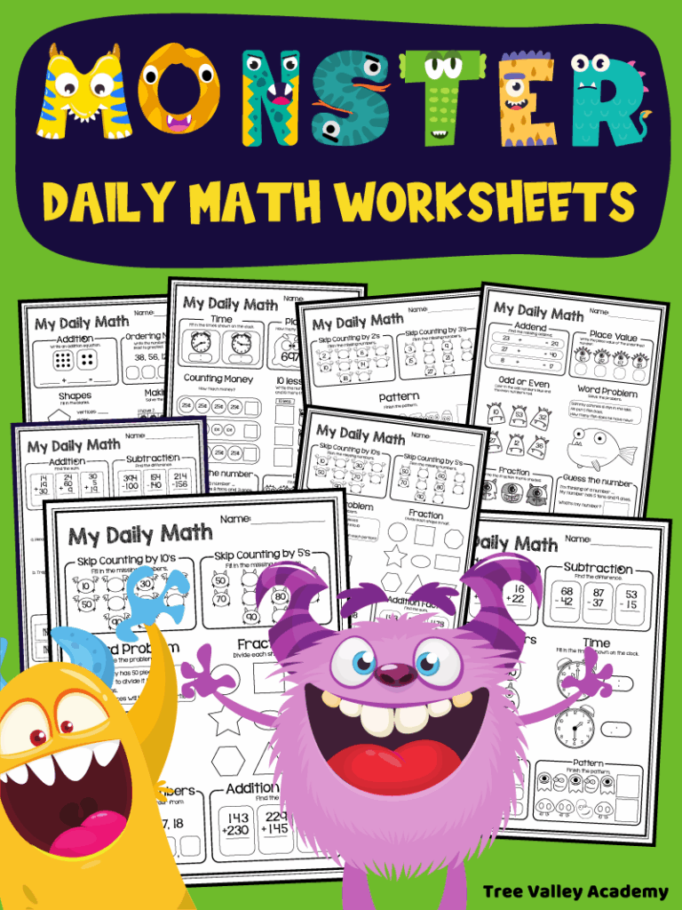 Monster Math Worksheets - Worksheets Template Free