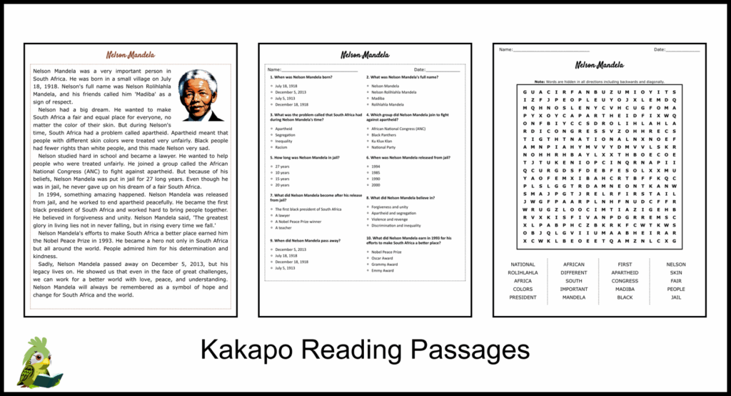 Nelson Mandela Reading Comprehension Worksheet Pdf - Worksheets ...