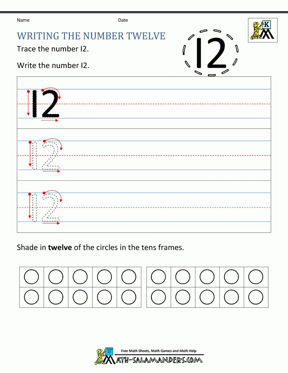 Free Printable Number 12 Worksheets - Worksheets Template Free