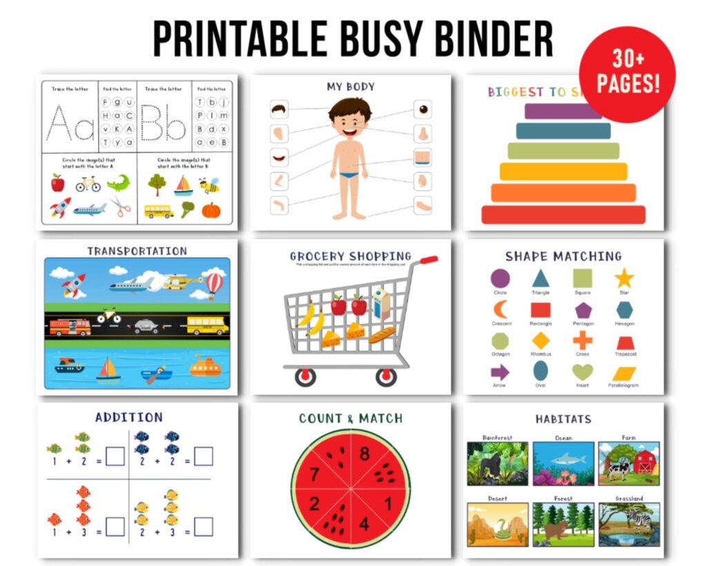 Preschool Busy Book Printables - Worksheets Template Free