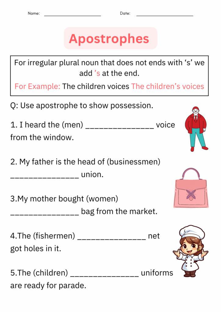 Free Printable Worksheets Apostrophes - Worksheets Template Free
