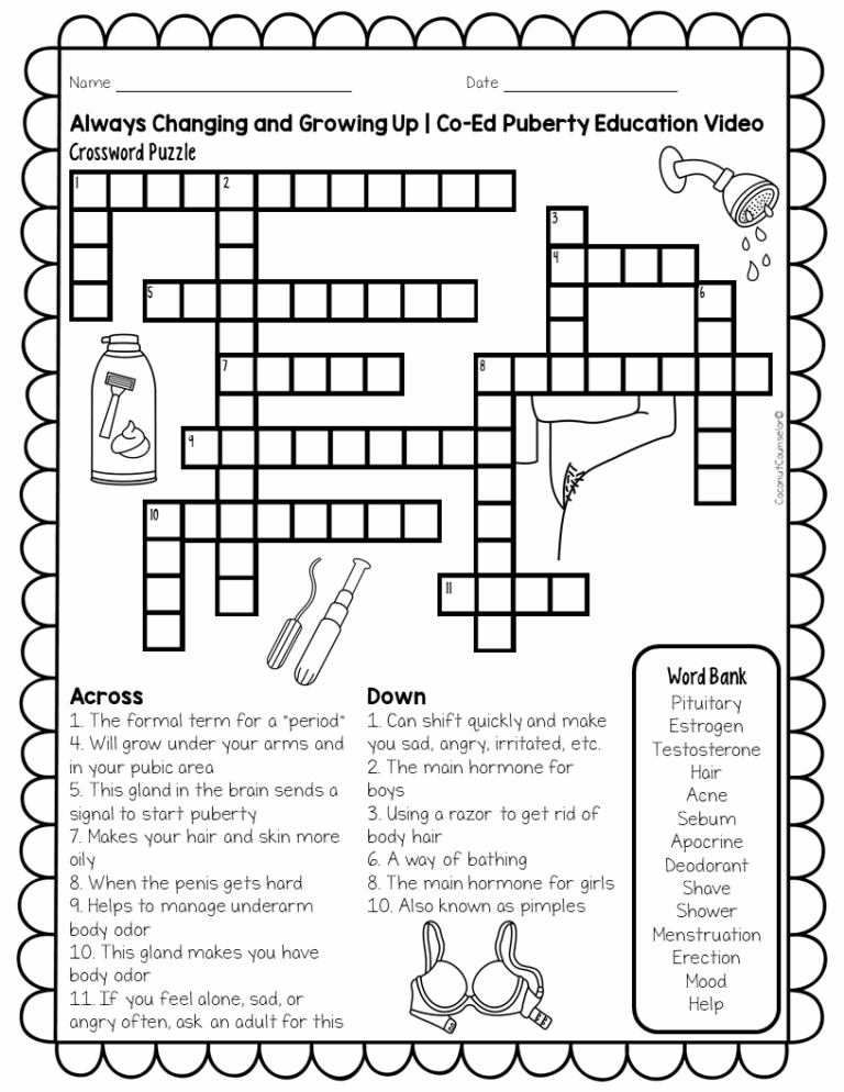Free Printable Worksheets On Puberty - Worksheets Template Free
