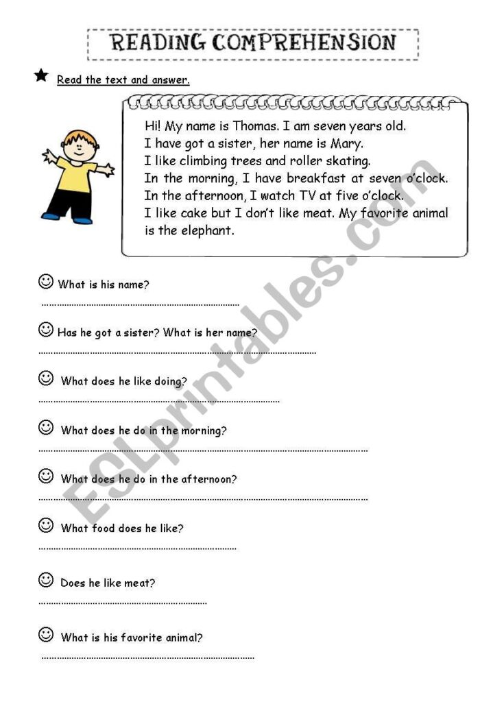 Reading Comprehension Worksheets Questions And Answers - Worksheets ...
