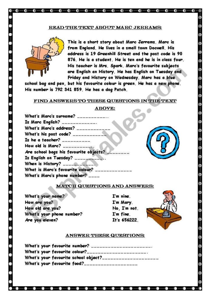 Wh Questions Worksheets Reading Comprehension - Worksheets Template Free