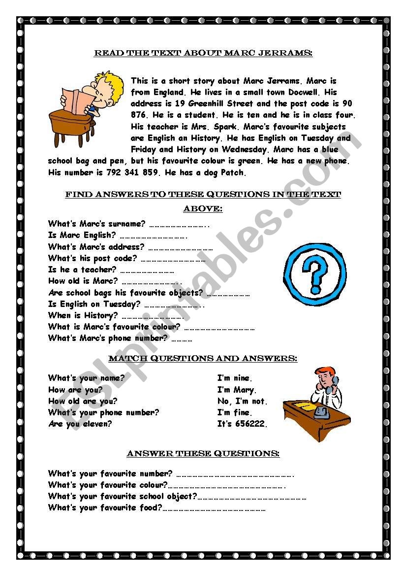 Wh Questions Worksheets Reading Comprehension - Worksheets Template Free