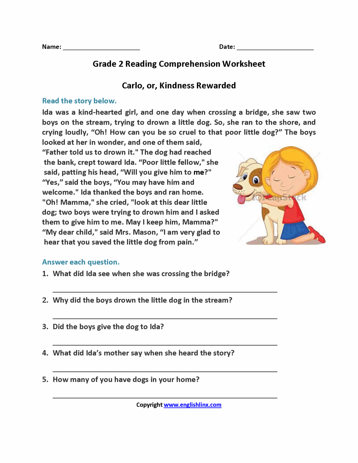 Reading Comprehension Worksheets For Grade 2 - Worksheets Template Free