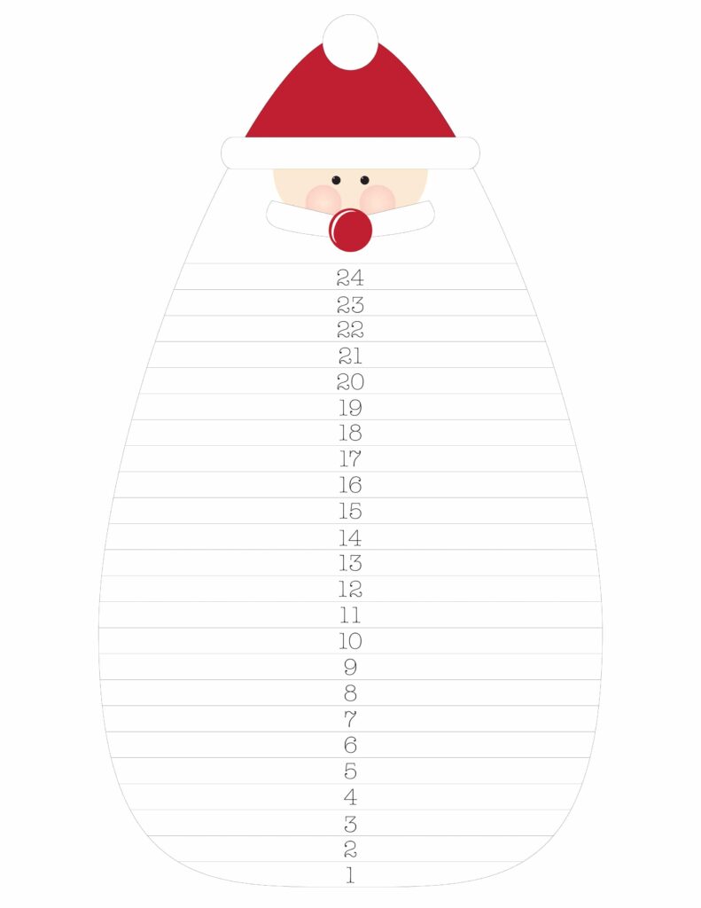 Preschool Santa Countdown Beard Printable - Worksheets Template Free