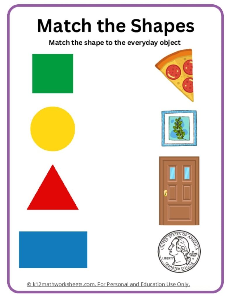 Printable Matching Shapes For Preschool - Worksheets Template Free