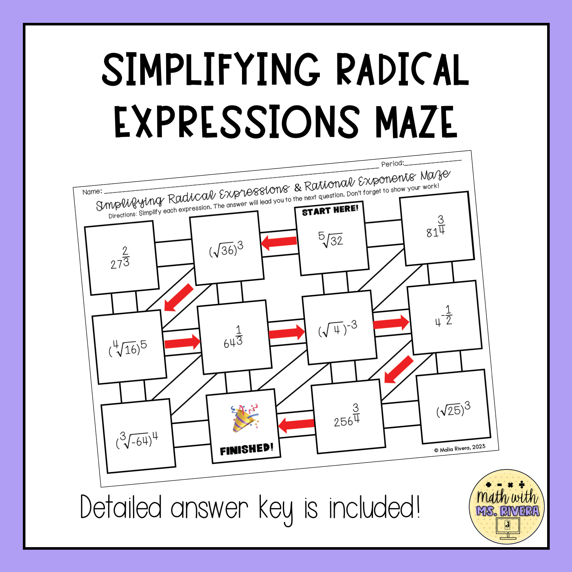 Simplifying Radicals Maze Worksheet - Worksheets Template Free