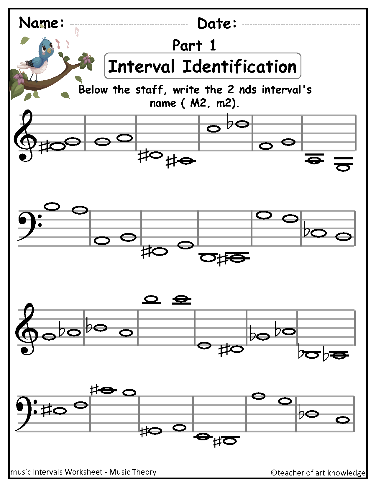 Free Printable Music Intervals Worksheet - Worksheets Template Free