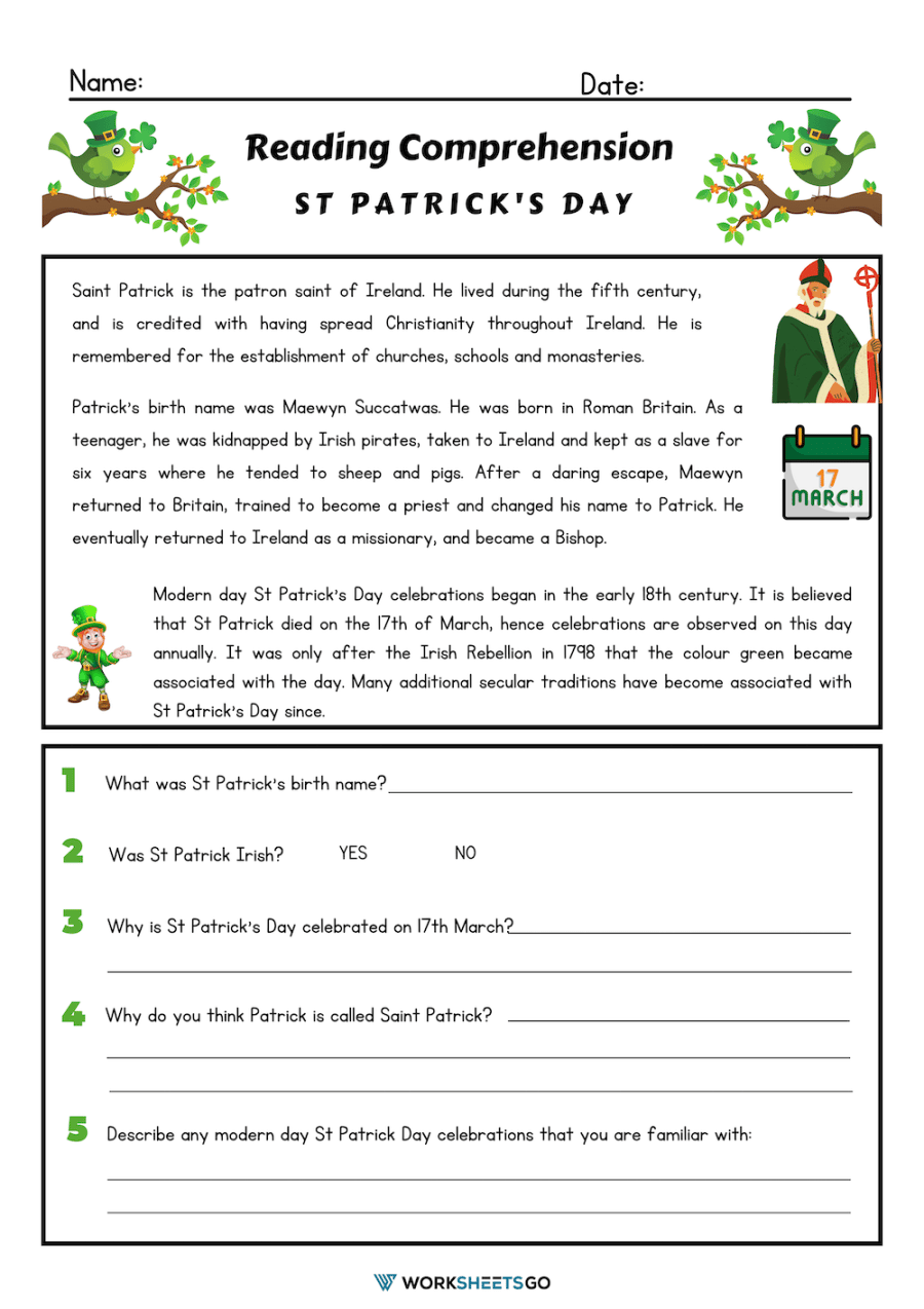 Ireland Reading Comprehension Worksheets - Worksheets Template Free