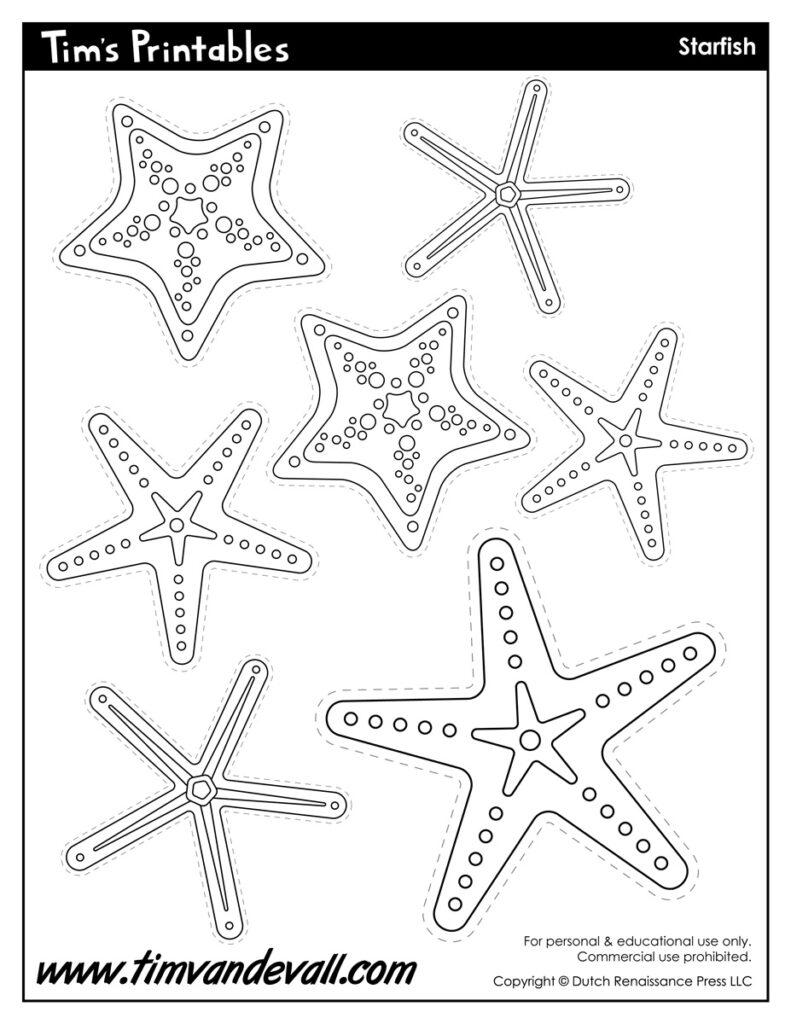 Starfish Printable Preschool - Worksheets Template Free