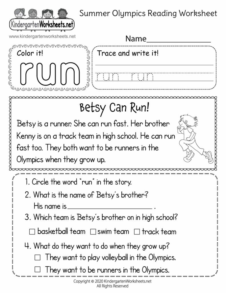 Olympics Reading Comprehension Worksheets Pdf - Worksheets Template Free