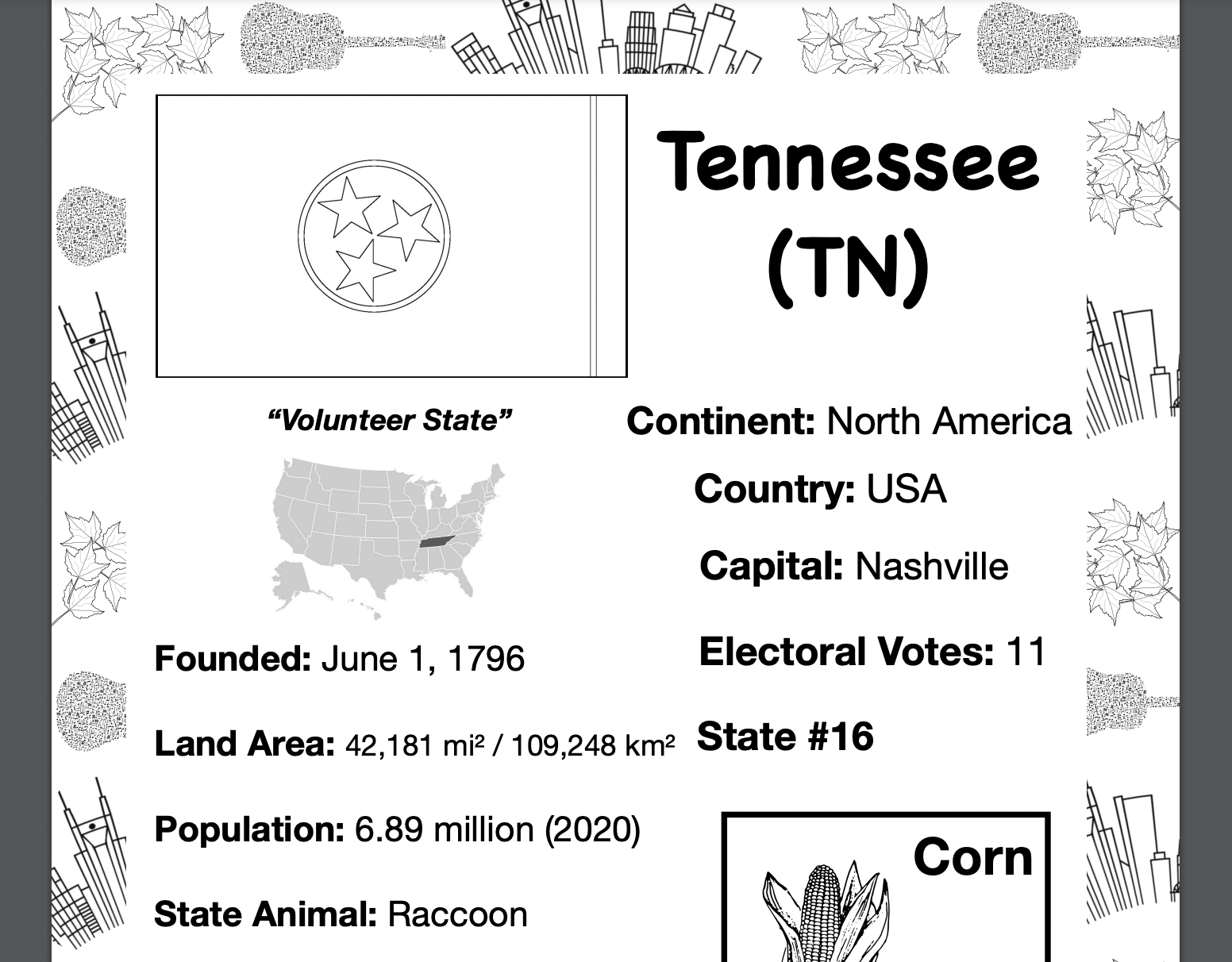 Free Printable Tennessee History Worksheets - Worksheets Template Free