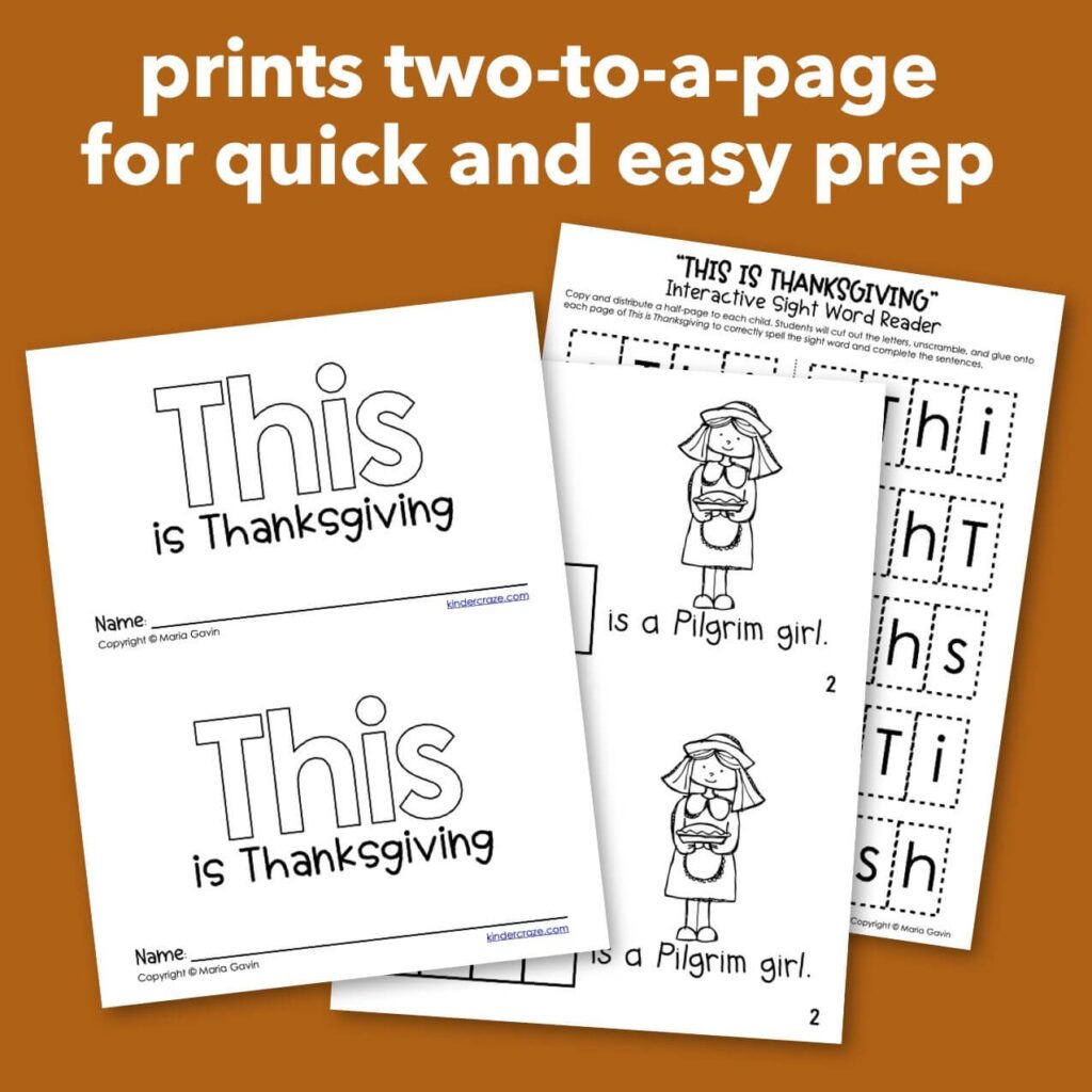Thanksgiving Emergent Readers Printables For Preschoolers - Worksheets ...