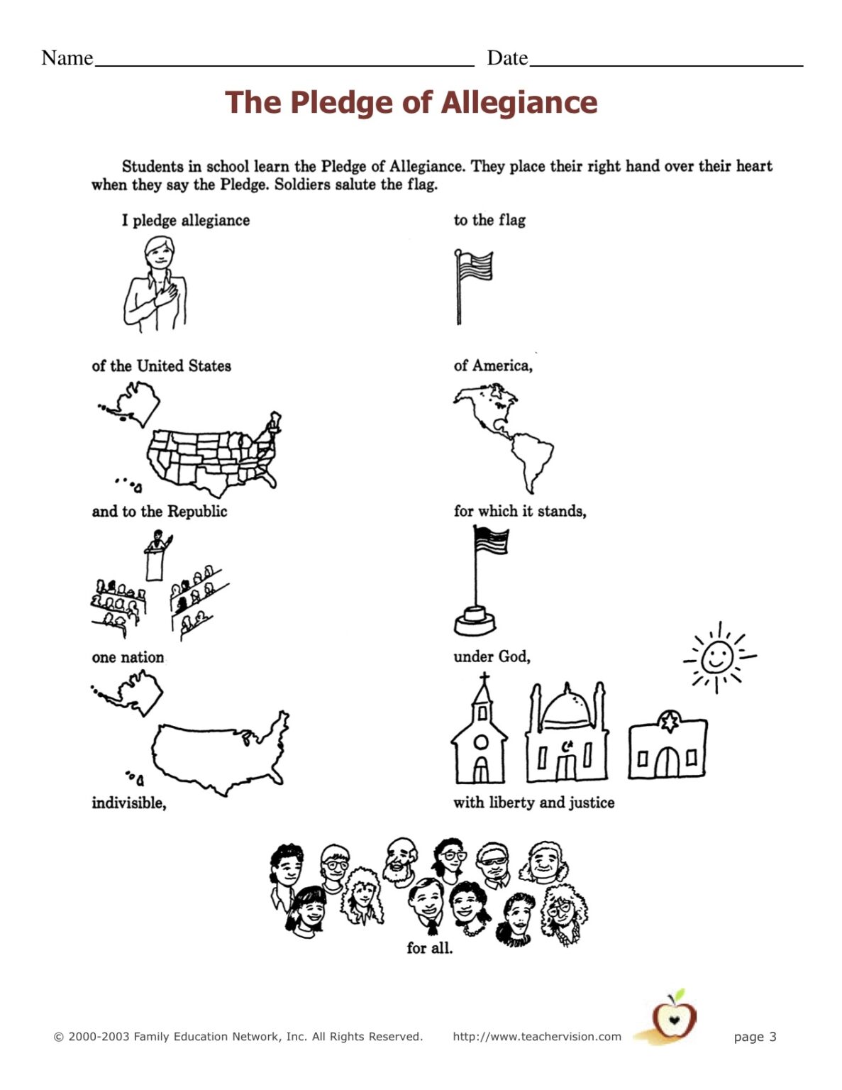 Pledge Of Allegiance Printable Worksheet Preschool - Worksheets ...