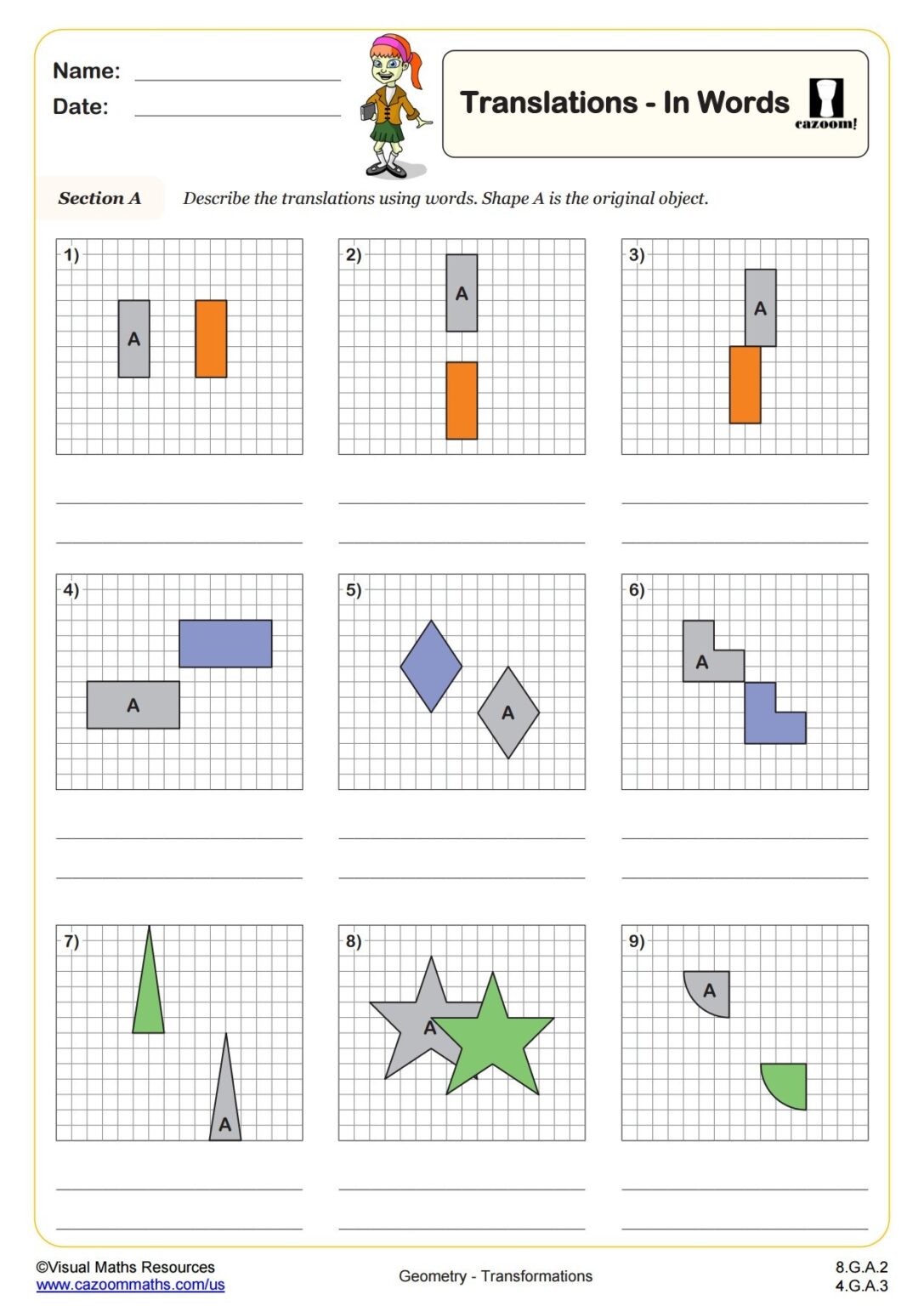 Translations Math Worksheets - Worksheets Template Free