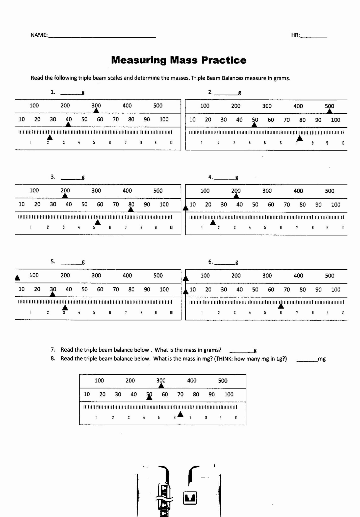 Free Printable Triple Beam Balance Worksheets - Worksheets Template Free