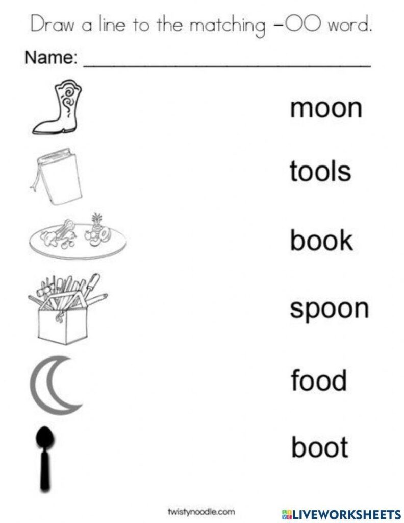 Oo Words Worksheets Kindergarten - Worksheets Template Free