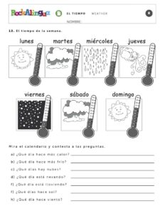 Free Printable Spanish Weather Worksheets - Worksheets Template Free