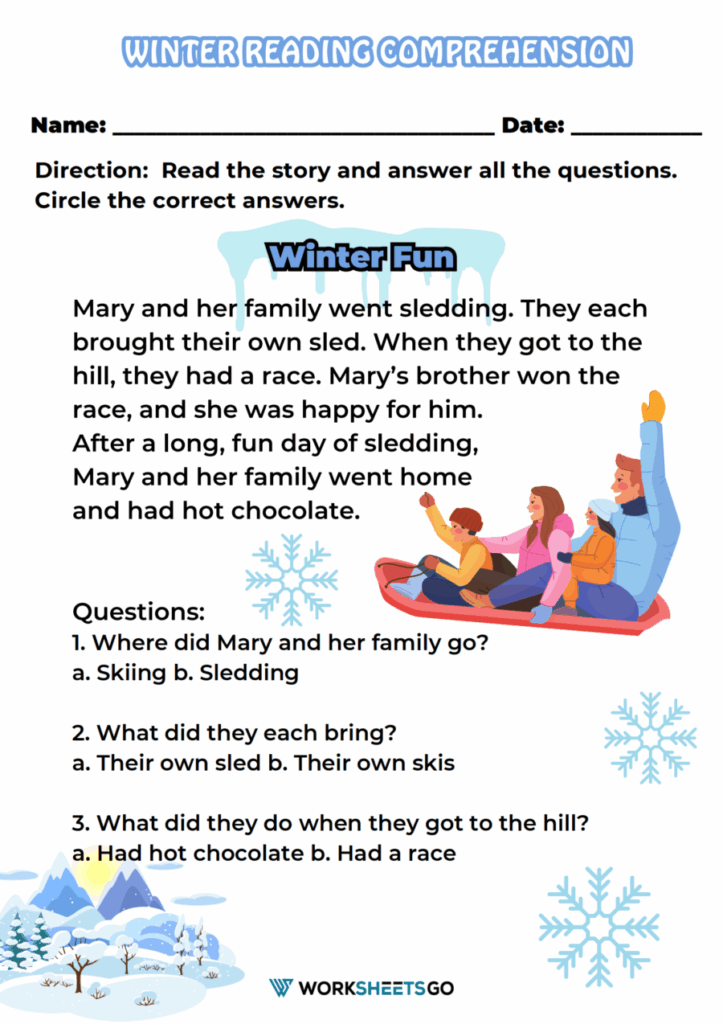 Holiday Reading Comprehension Worksheets 3rd Grade - Worksheets ...